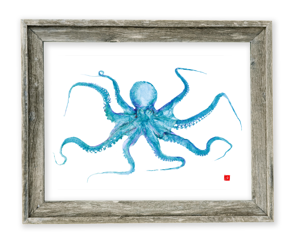 26 x 22 framed Aqua Octopus – fishedimpressions